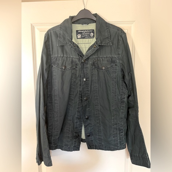 Diesel | Jackets & Coats | Diesel Mens Greenblue Coated Denim Shirt ...